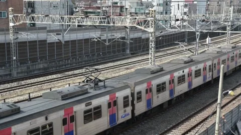 Time lapse. Trains passing on Rails, in ... | Stock Video | Pond5