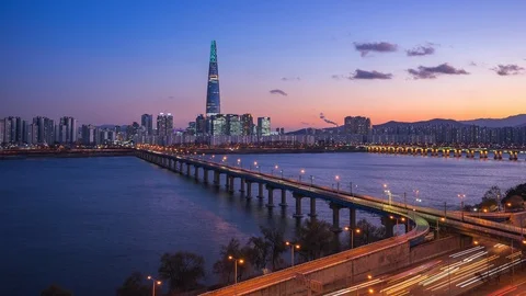 Time lapse video of Han River at night w... | Stock Video | Pond5