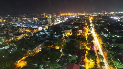 Time lapse of Yangon Myanmar at night | Stock Video | Pond5