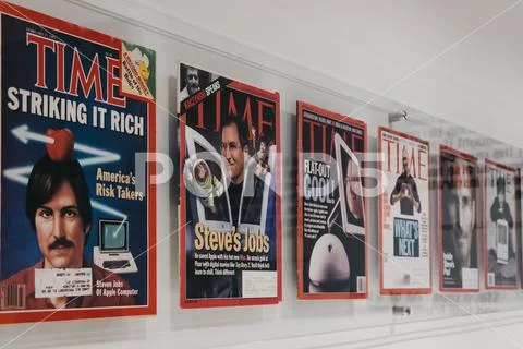 Time magazines with Steve Jobs on the cover inside Apple Museum in ...
