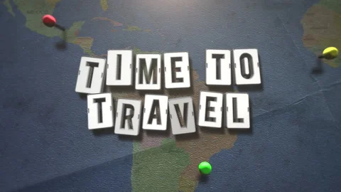 Time To Travel on world map with point o... | Stock Video | Pond5