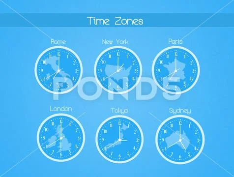 Time zones clocks: Vector, Graphic, Illustration #113837277