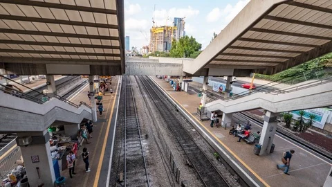 Timelapse of a daytime scene at the rail... | Stock Video | Pond5