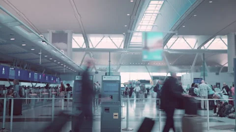 Timelapse - Passengers Line for Check-In... | Stock Video | Pond5