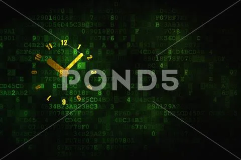 Timeline concept: Clock on digital background: Graphic #77591117