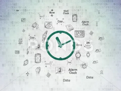 Timeline concept: Clock on Digital Paper background: Graphic #57255185