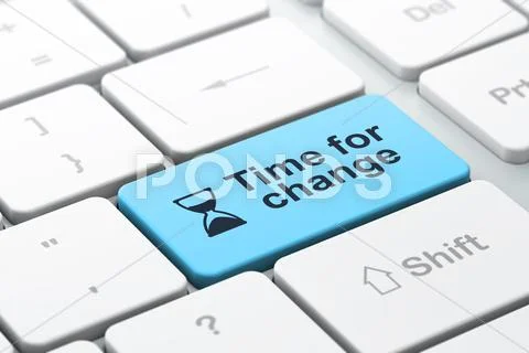 Timeline concept: Hourglass and Time for Change on keyboard ...