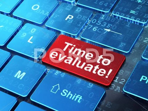 Timeline concept: Time to Evaluate! on computer keyboard background ~ Clip Art #61342331