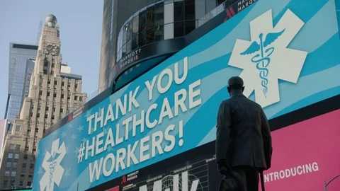 Times Square Billboard Thanks Healthcare... | Stock Video | Pond5