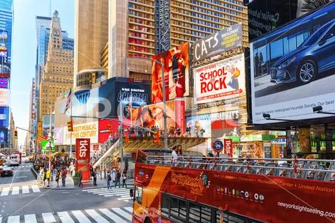 Times Square-central and main square of New York. USA. Stock Image ...