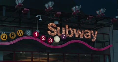 Neon Subway Sign Stock Video Footage | Royalty Free Neon Subway Sign ...