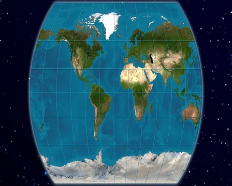 The Times world map projection - blue ma... | Stock Video | Pond5