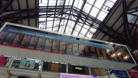 Timetable train information sign Liverpo... | Stock Video | Pond5