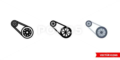 Timing belt icon of 3 types. Isolated vector sign symbol.: Royalty Free ...