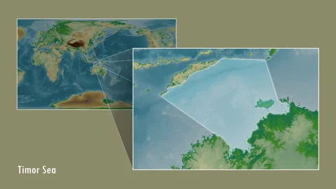 Timor Sea. Physical map. Patterson Cylin... | Stock Video | Pond5
