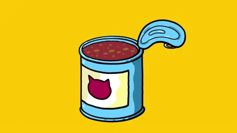Tin opening cartoon animation. Food for ... | Stock Video | Pond5