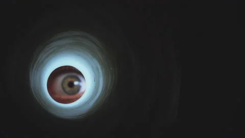 Tiny Hole Peeping Eye Zoom In Strange Ba... | Stock Video | Pond5