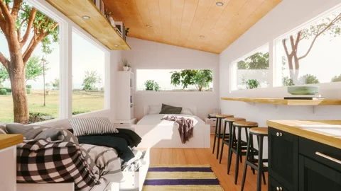 Tiny House Interior With Furniture | Stock Video | Pond5