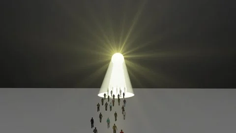 Tiny people walk into a glowing hole in ... | Stock Video | Pond5