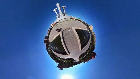 Tiny Planet – Workers Monument in Pyon... | Stock Video | Pond5