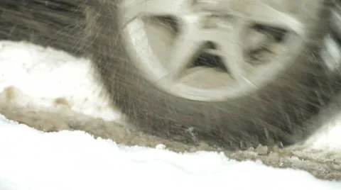Tires Slipping In Snow Stock Footage ~ Royalty Free Stock Videos | Pond5