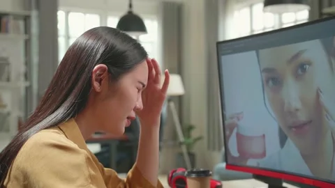 Tired Asian Female Digital Editor Works ... | Stock Video | Pond5