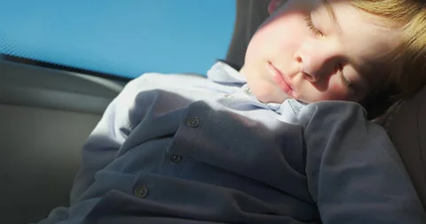 Tired Child Boy Rests Sleeping in Modern... | Stock Video | Pond5