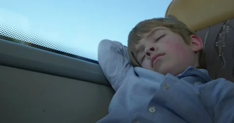 Tired Child Boy Wake Up From Sleeping in... | Stock Video | Pond5