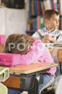 Tired child Mixted-grade class with last year kindergarten and 1st ...