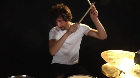 The tired drummer hits the drum with the... | Stock Video | Pond5