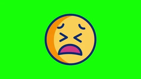 Tired emoji face animation loop on green... | Stock Video | Pond5