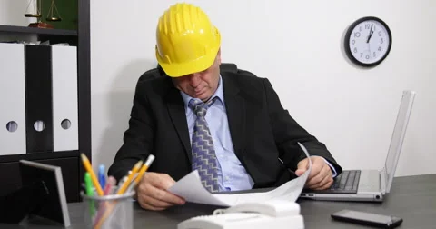 Tired Engineer Man Fall Asleep Working B... | Stock Video | Pond5