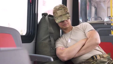 Tired male soldier in military uniform s... | Stock Video | Pond5