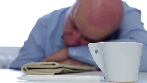 Tired Man Sleeping with Head on the Tabl... | Stock Video | Pond5