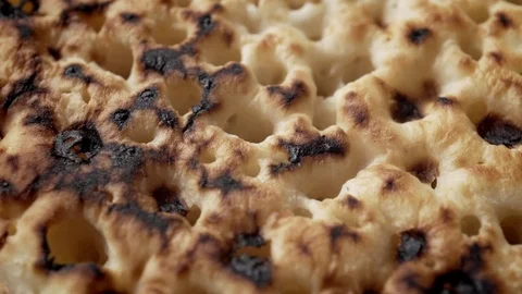 Toasted Crumpet texture extreme close up... | Stock Video | Pond5