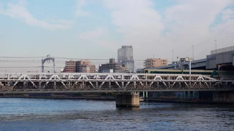 Tobu Railway Express Train on Sumida Riv... | Stock Video | Pond5