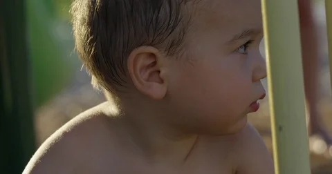 Toddler boy in play structure - close u... | Stock Video | Pond5