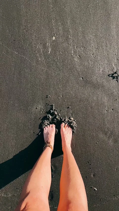 toes in the sand, black sand, sand, beac... | Stock Video | Pond5