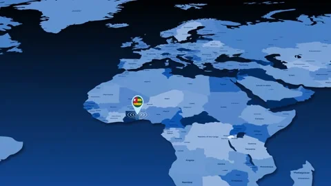 Togo GPS location tracking animation on ... | Stock Video | Pond5