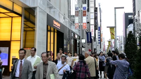 Tokyo Japan local crowds Ginza shopping ... | Stock Video | Pond5