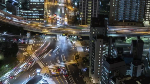 Tokyo Night Intersection Timelase 4K | Stock Video | Pond5