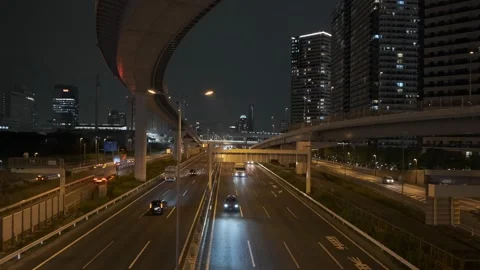 Tokyo Night Metropolitan Expressway Gulf... | Stock Video | Pond5