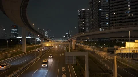 Tokyo Night Metropolitan Expressway Gulf... | Stock Video | Pond5