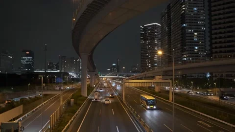 Tokyo Night Metropolitan Expressway Gulf... | Stock Video | Pond5