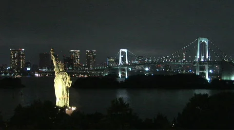 Tokyo Night View - Odaiba 4 - Zoom out | Stock Video | Pond5