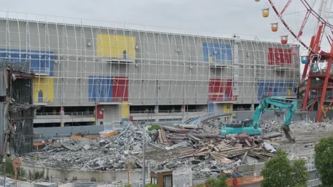 Tokyo Odaiba Palette Town Dismantling 20... | Stock Video | Pond5