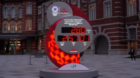 Tokyo Olympic Games countdown clock in f... | Stock Video | Pond5