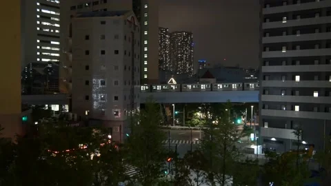 Tokyo Port City Takeshiba, Japan Night V... | Stock Video | Pond5