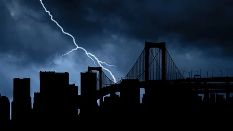 Tokyo Skyline with Lightning Thunderstor... | Stock Video | Pond5