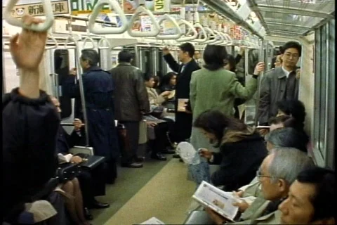 The Tokyo Subway, interior of moving tra... | Stock Video | Pond5